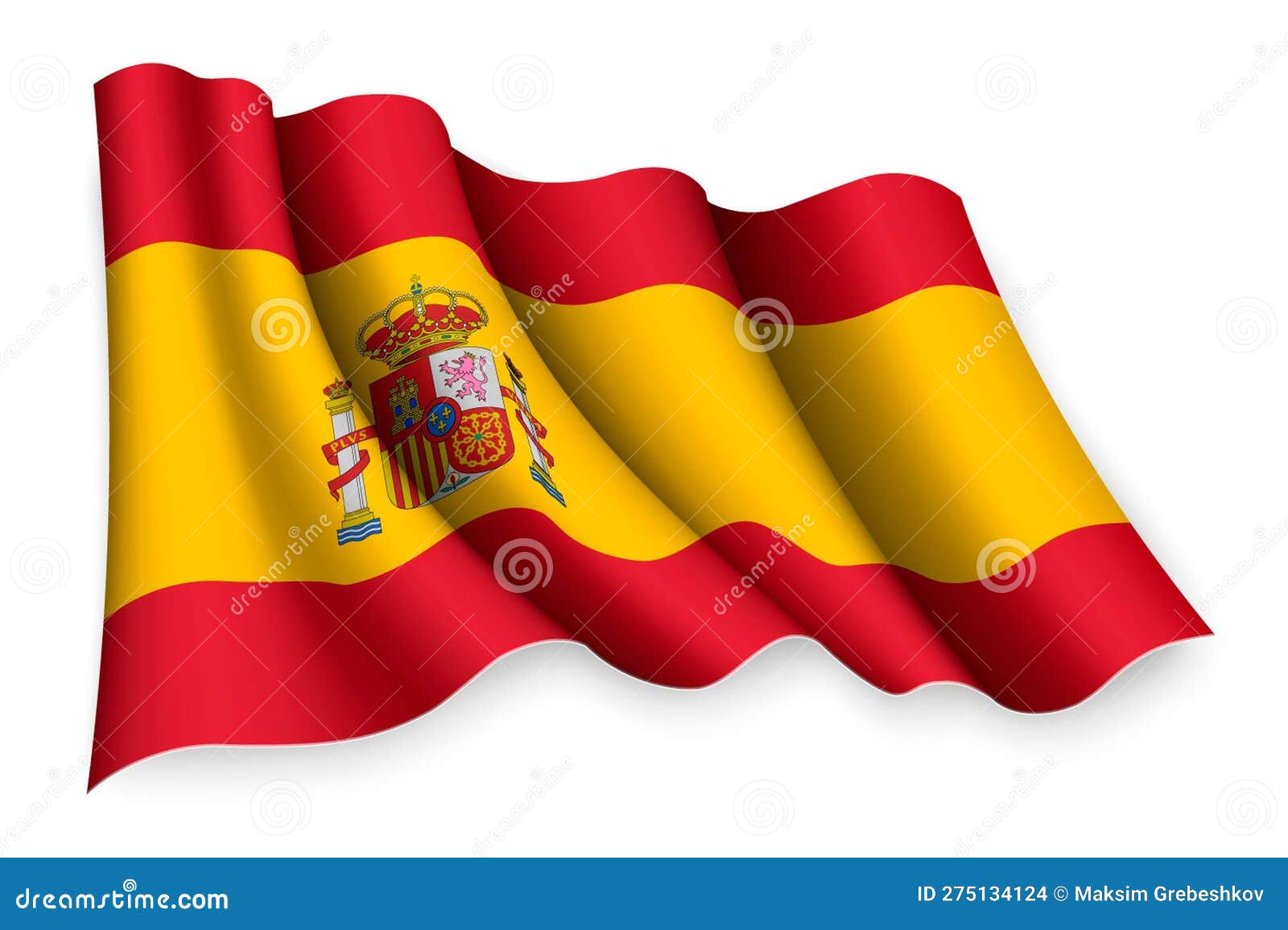 Waving flag of Spain stock vector. Illustration of flag - 275134124