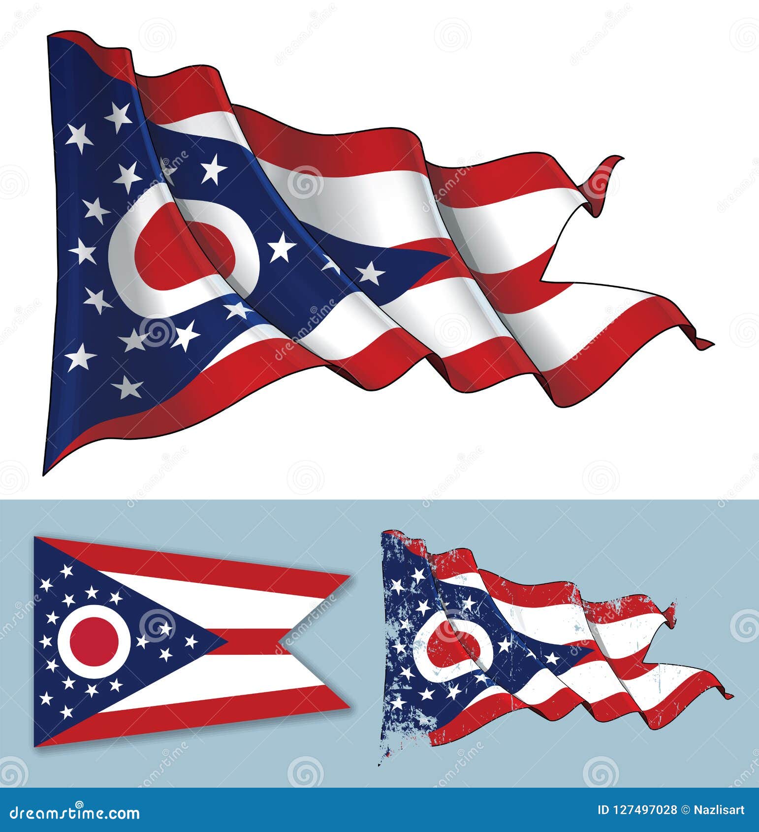 Waving Flag of the State of Ohio Stock Vector - Illustration of ...