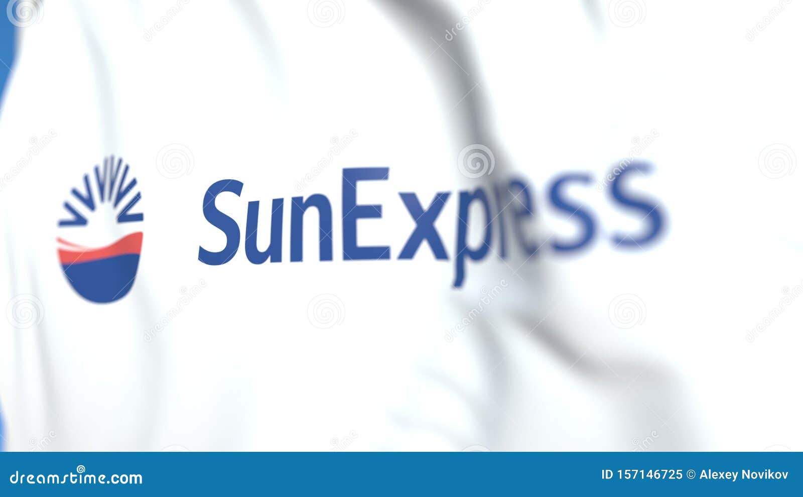 Waving Flag with SunExpress Logo, Close-up. Editorial 3D Rendering ...