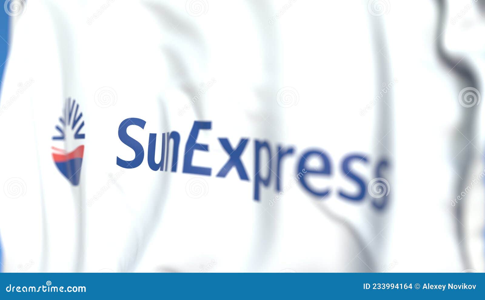 Waving Flag with SunExpress Logo, Close-up. Editorial 3D Rendering ...