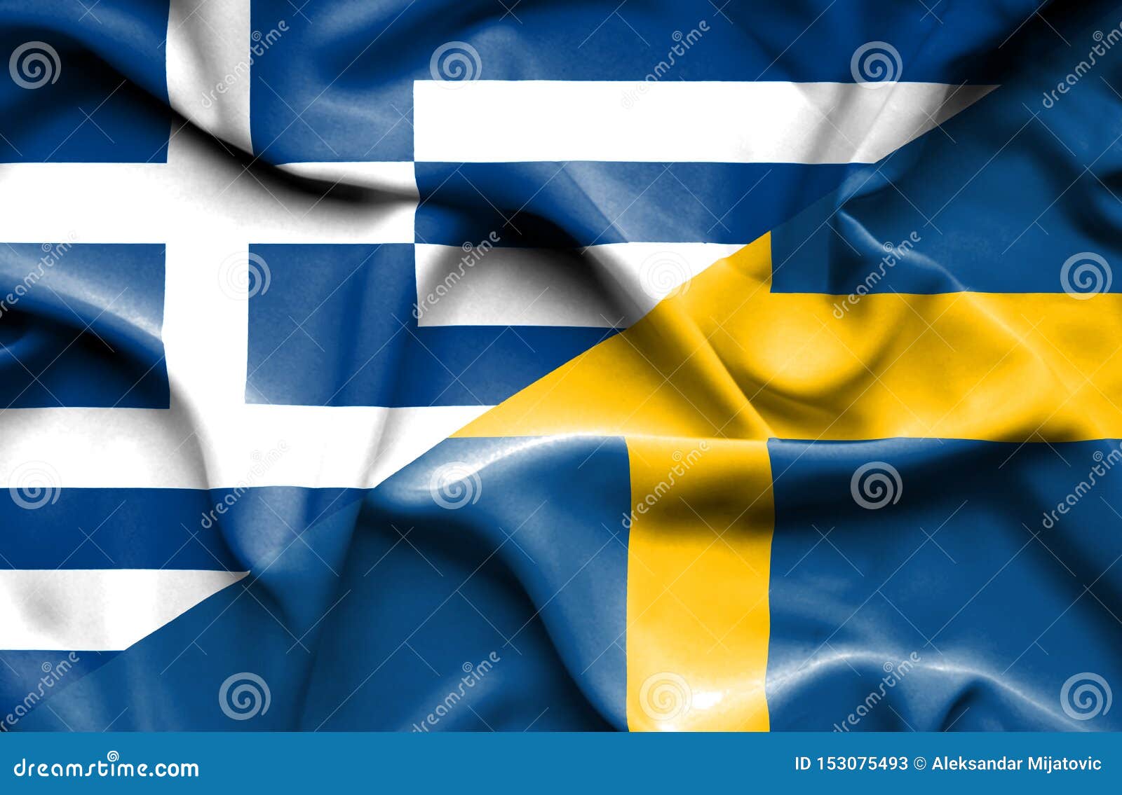 Waving Flag of Sweden and Greece Stock Illustration - Illustration of ...