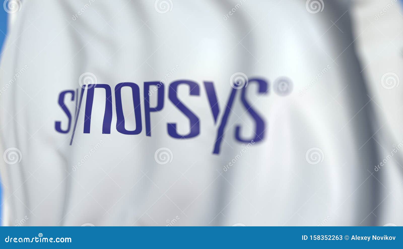 Waving Flag with Synopsys Logo, Close-up. Editorial 3D Rendering ...