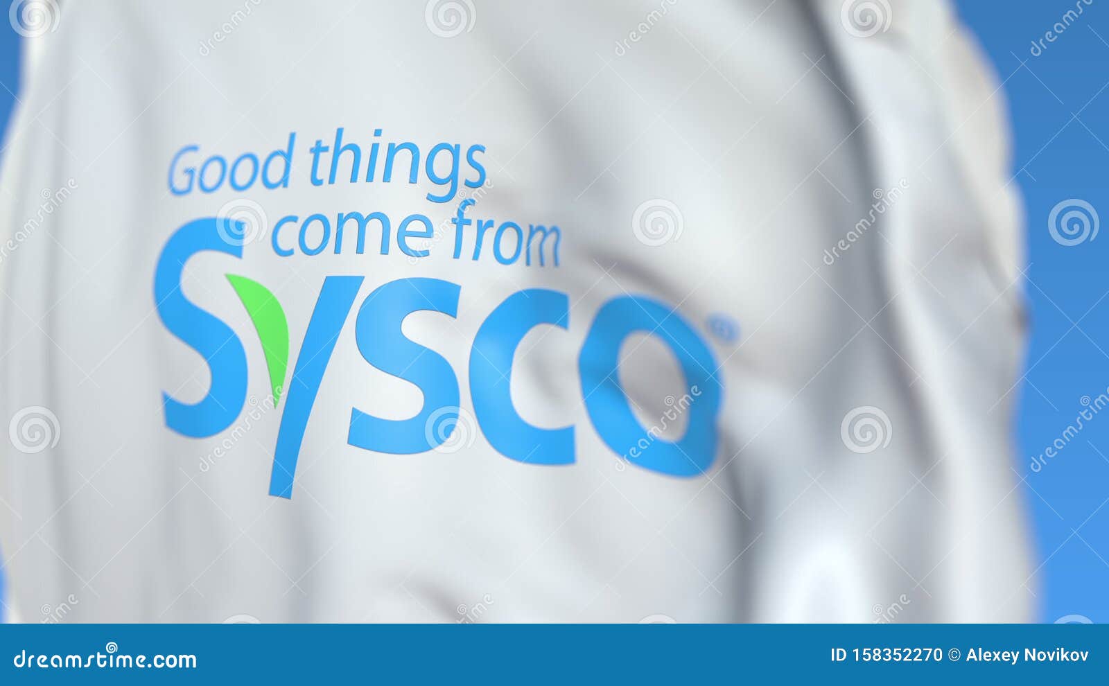 Waving Flag with Sysco Corporation Logo, Close-up. Editorial 3D ...