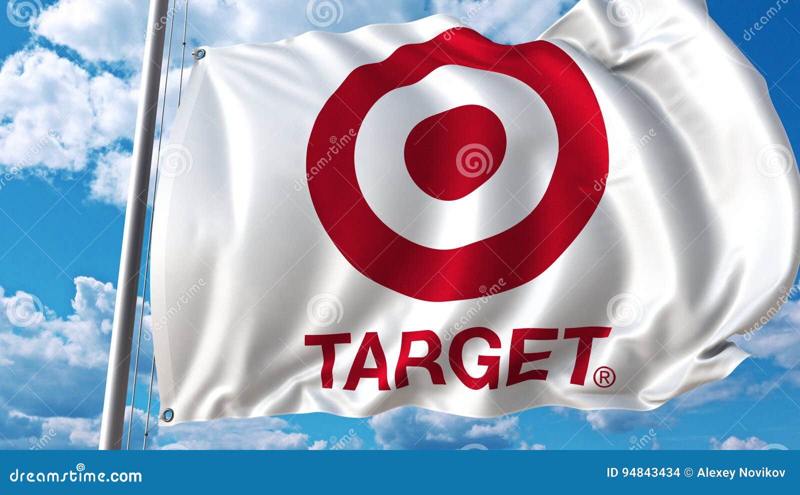 Waving Flag with Target Logo Against Sky and Clouds. Editorial 3D ...