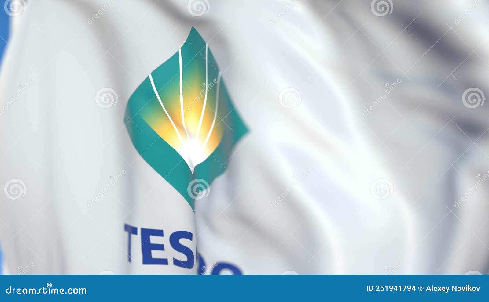 Waving Flag With Tesoro Logo, Close-up. Editorial 3D Rendering ...