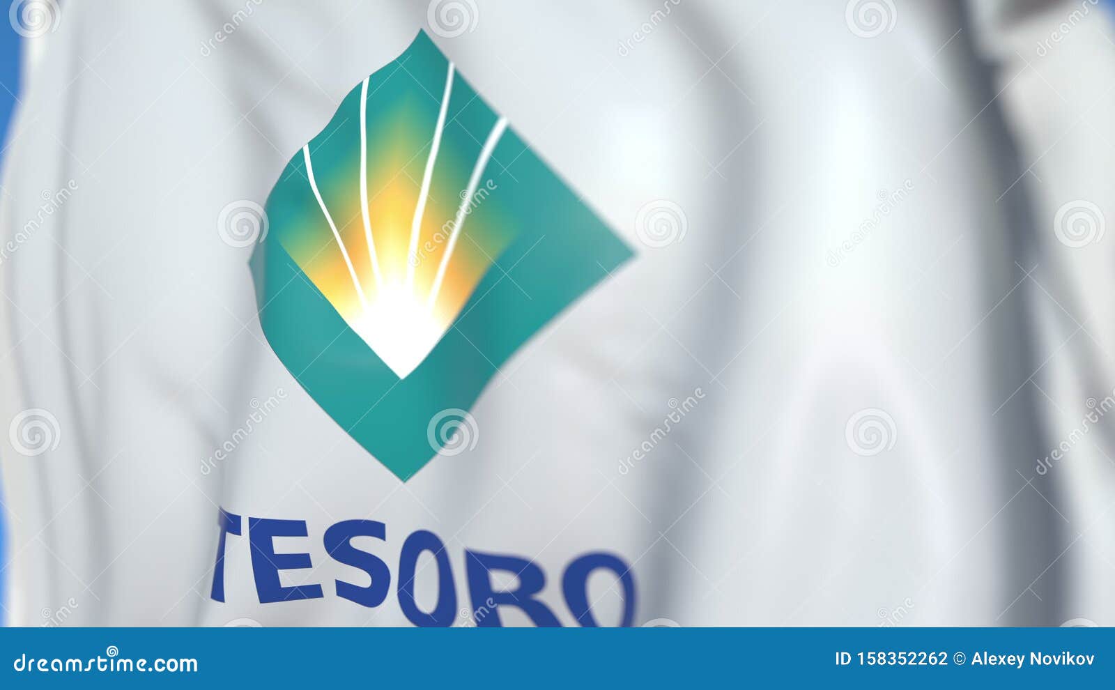 Waving Flag with Tesoro Logo, Close-up. Editorial 3D Rendering ...