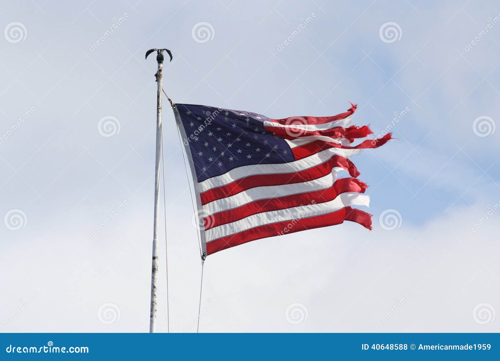 Waving Flag stock photo. Image of torn, clouds, pole - 40648588