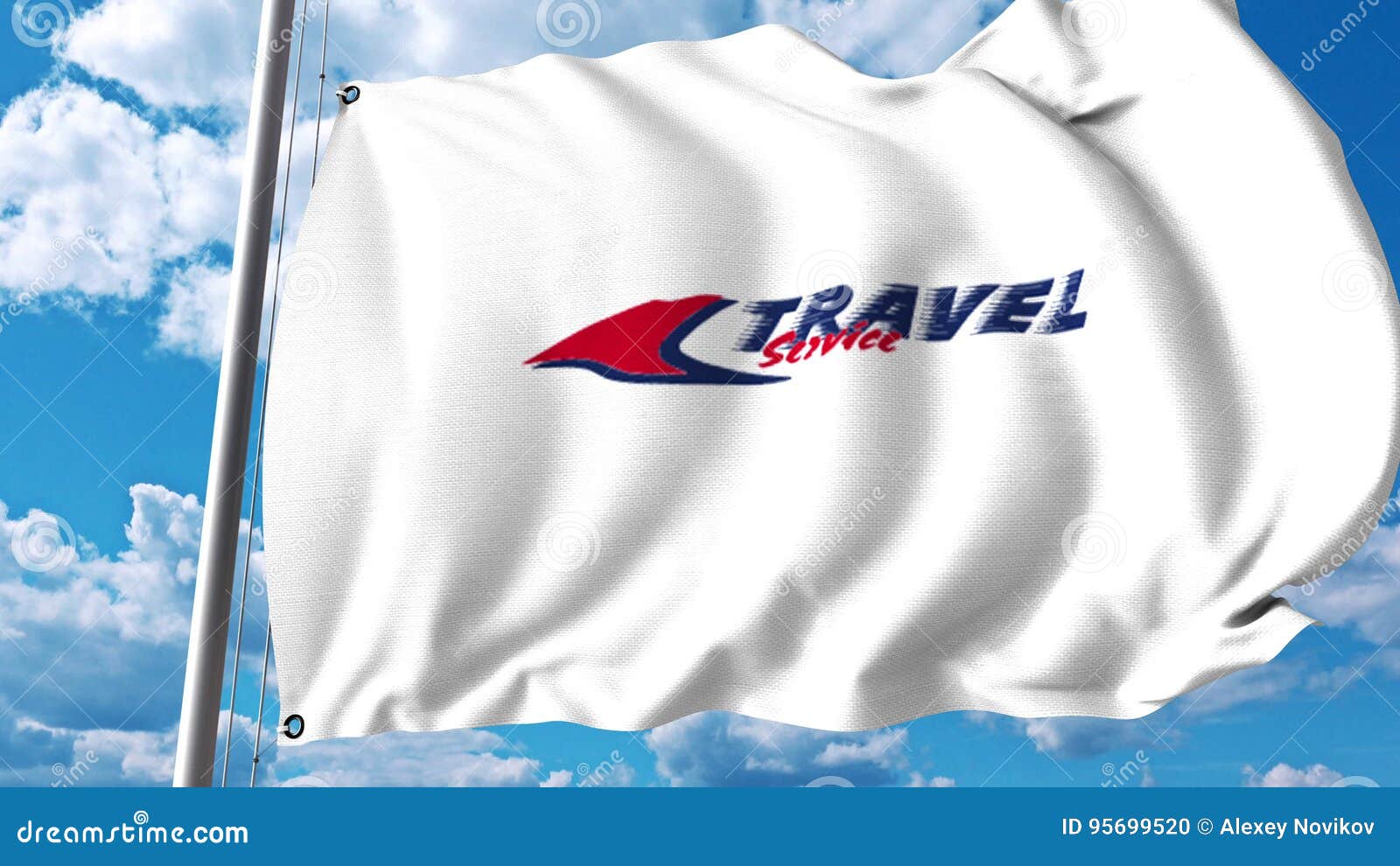 Waving Flag with Travel Service Airline Logo. 3D Rendering Editorial ...