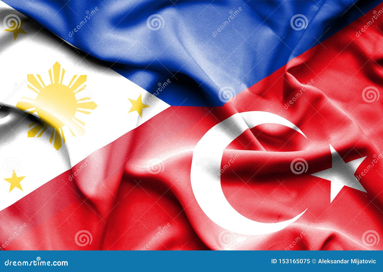 Turkey Vs Philippines, Filipino Smoke Flags Placed Side By Side. Thick ...