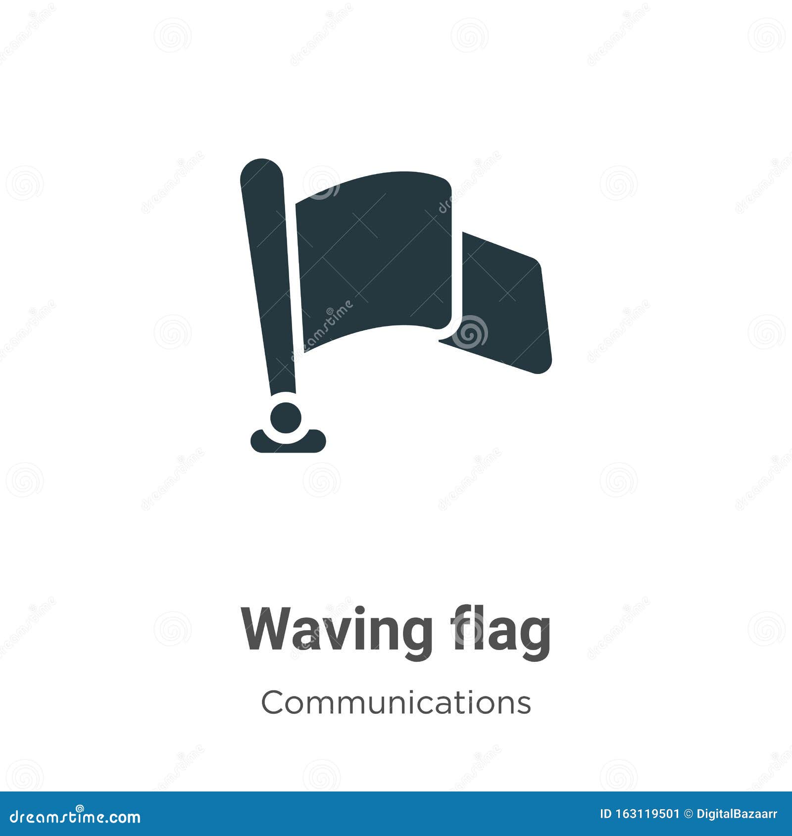 Waving Flag Vector Icon on White Background. Flat Vector Waving Flag ...