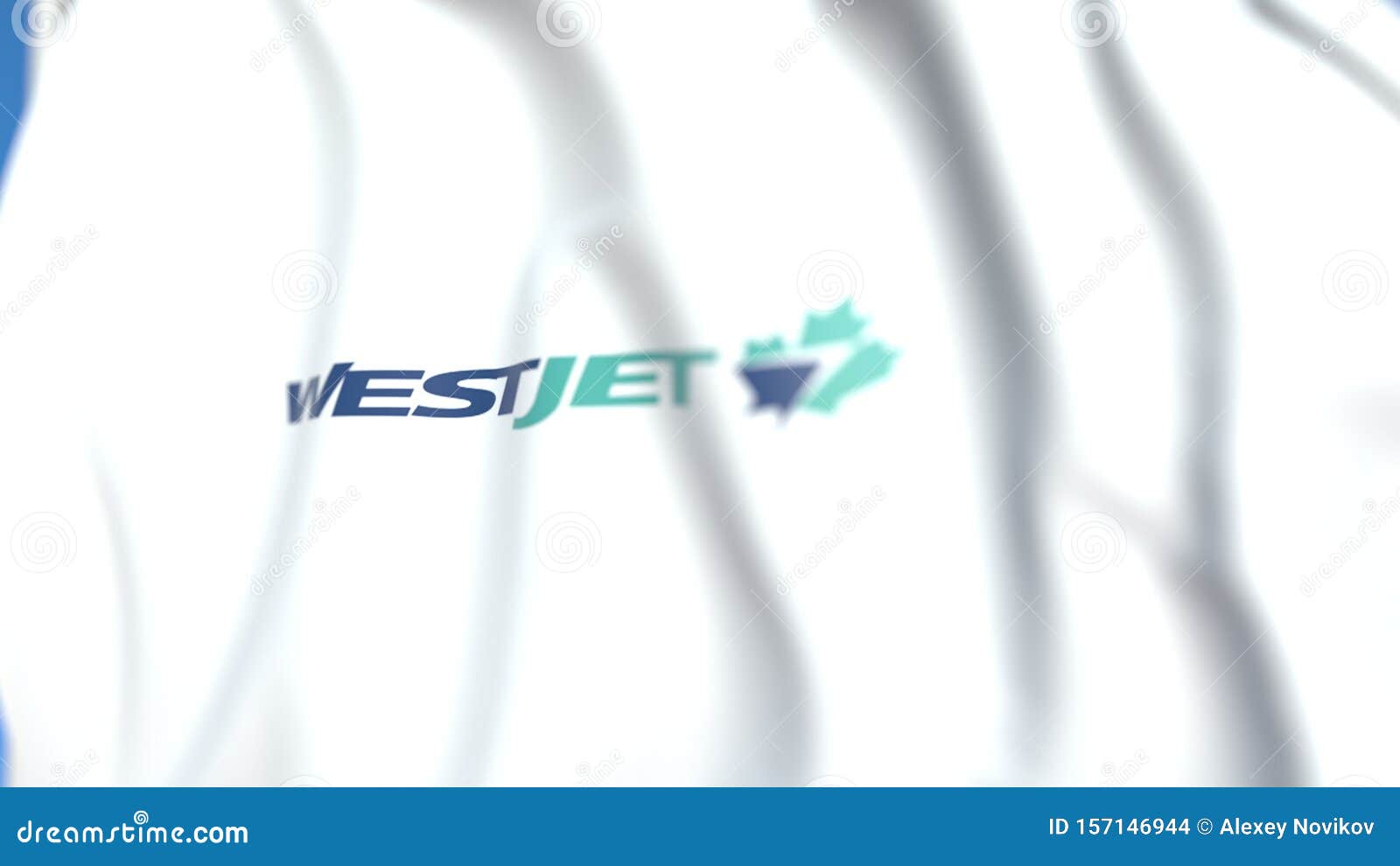 Waving Flag with WestJet Logo, Close-up. Editorial 3D Rendering ...