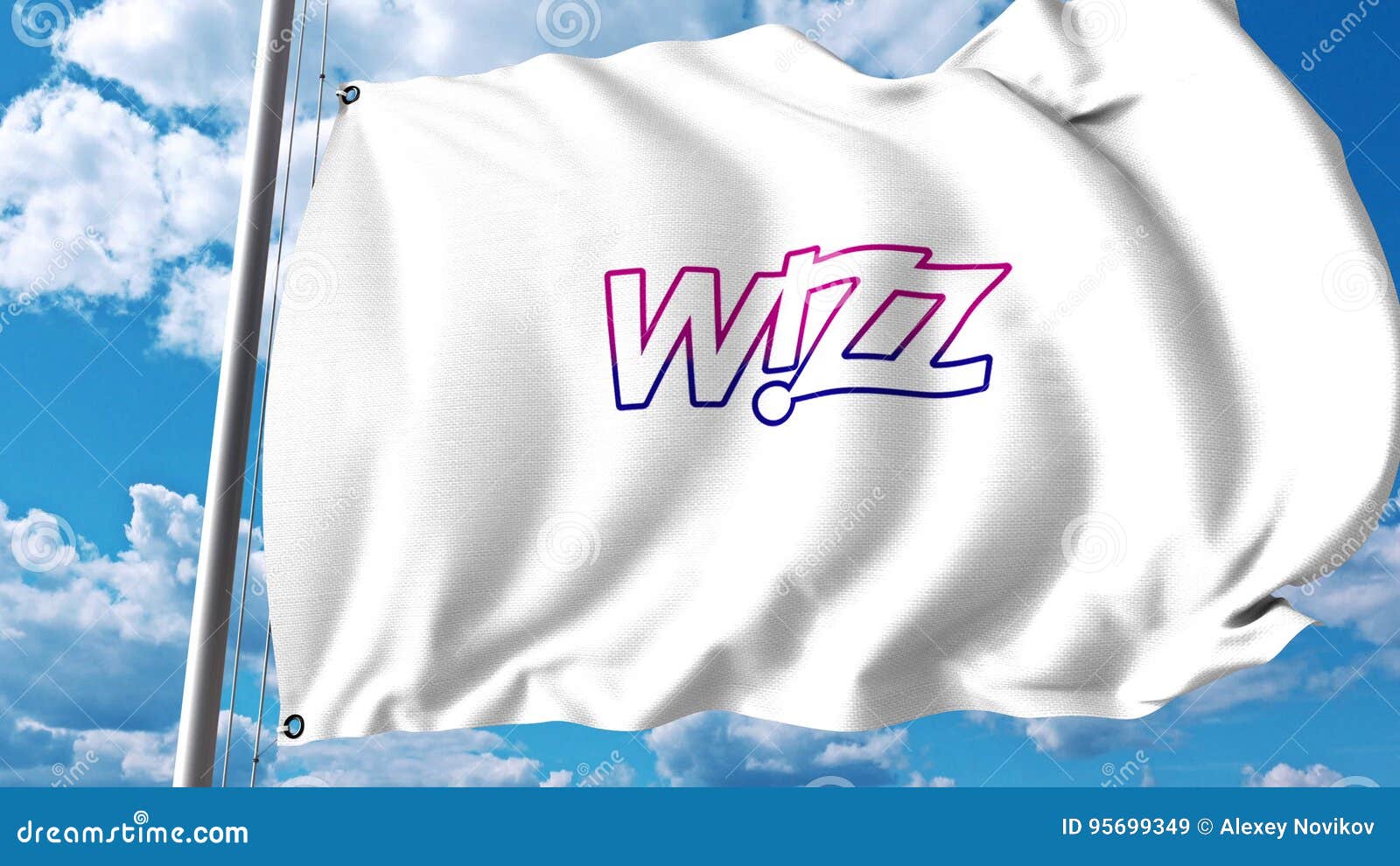 Waving Flag with Wizz Air Logo. 3D Rendering Editorial Stock Image ...
