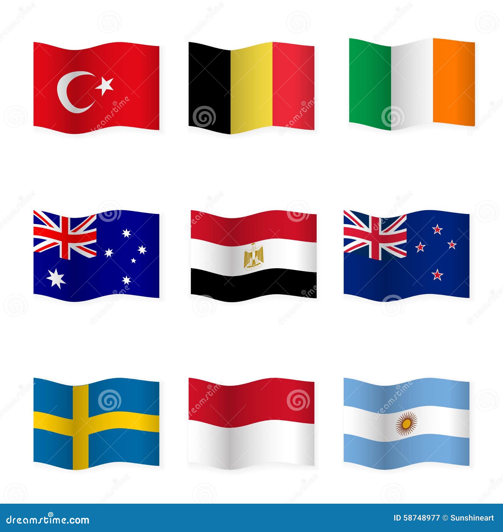 Waving Flags of Different Countries. Stock Vector - Illustration of ...