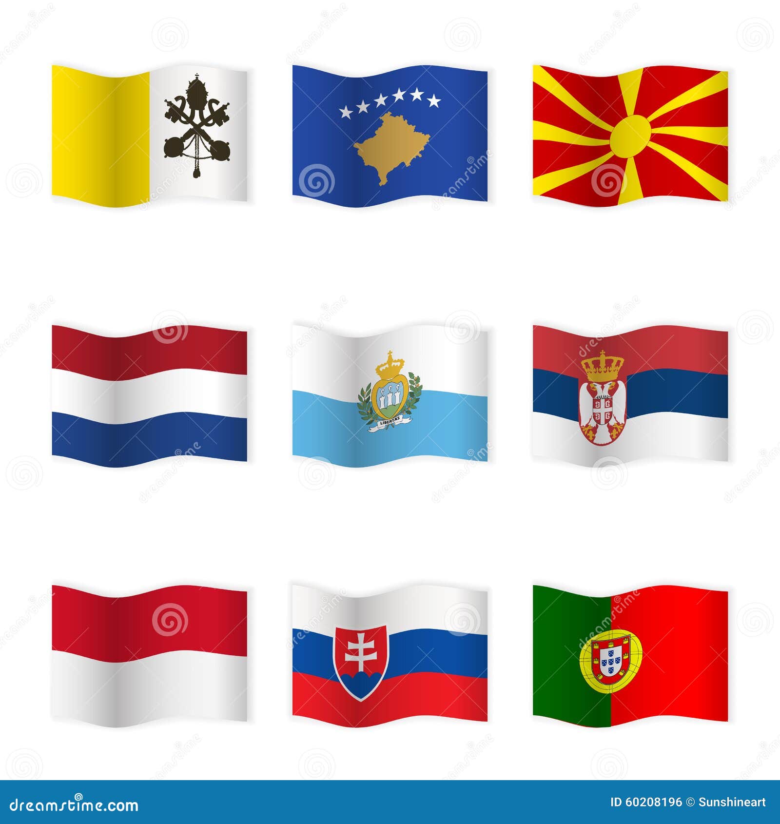 Waving Flags of Different Countries 7 Stock Vector - Illustration of ...