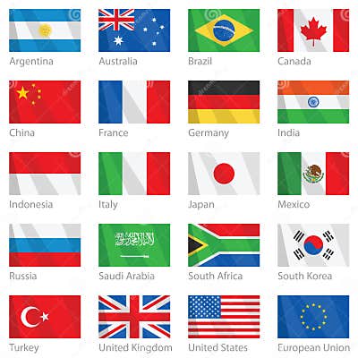 Waving Flags of G-20 Countries Stock Vector - Illustration of finance ...