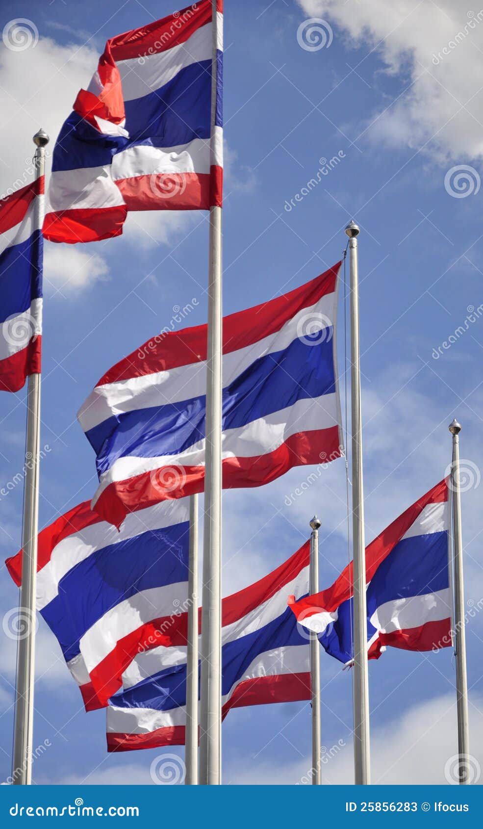Waving Thai flags stock image. Image of clouds, stripes - 25856283