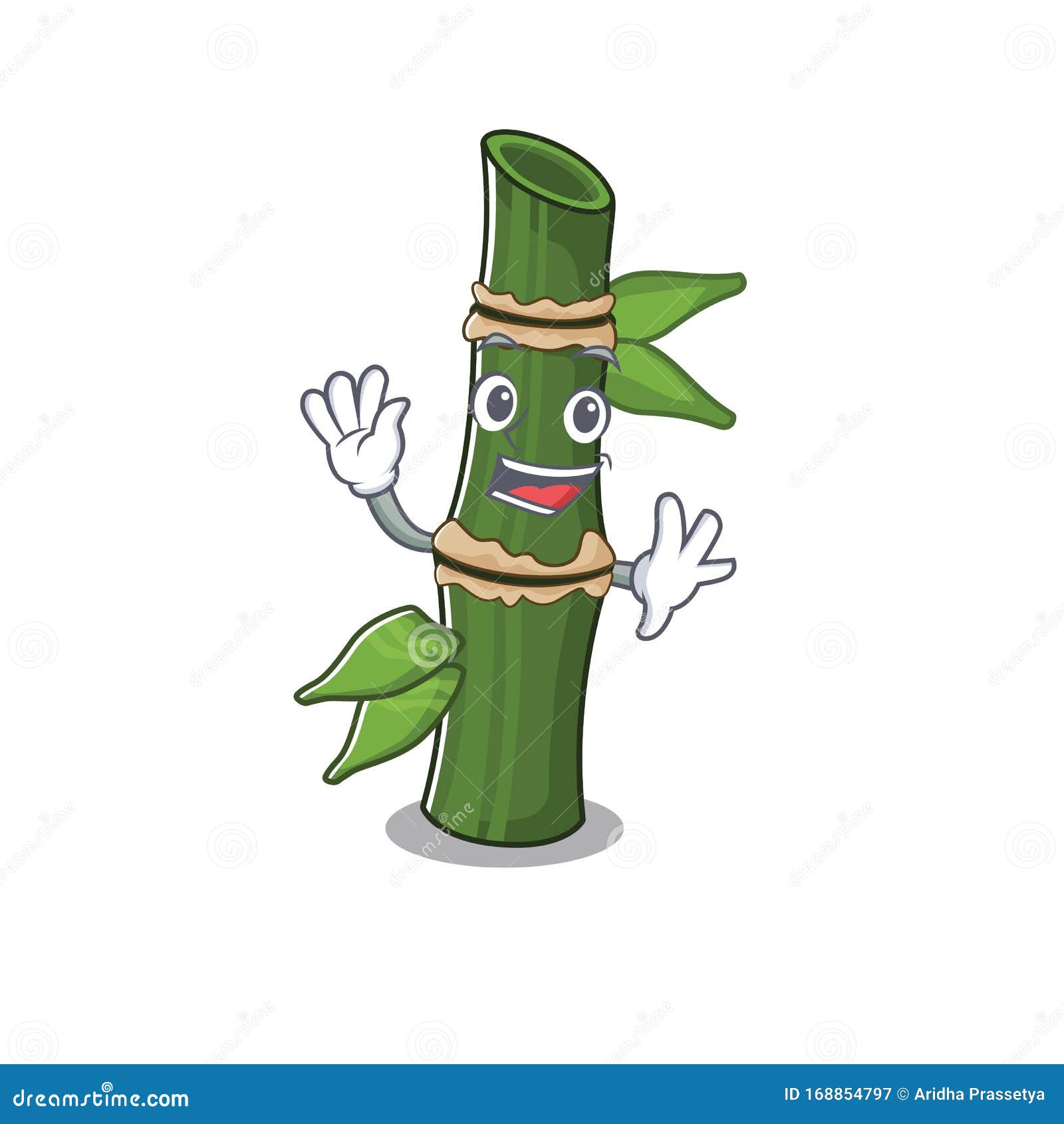 Waving Friendly Bamboo Cartoon in Character Design Stock Vector ...