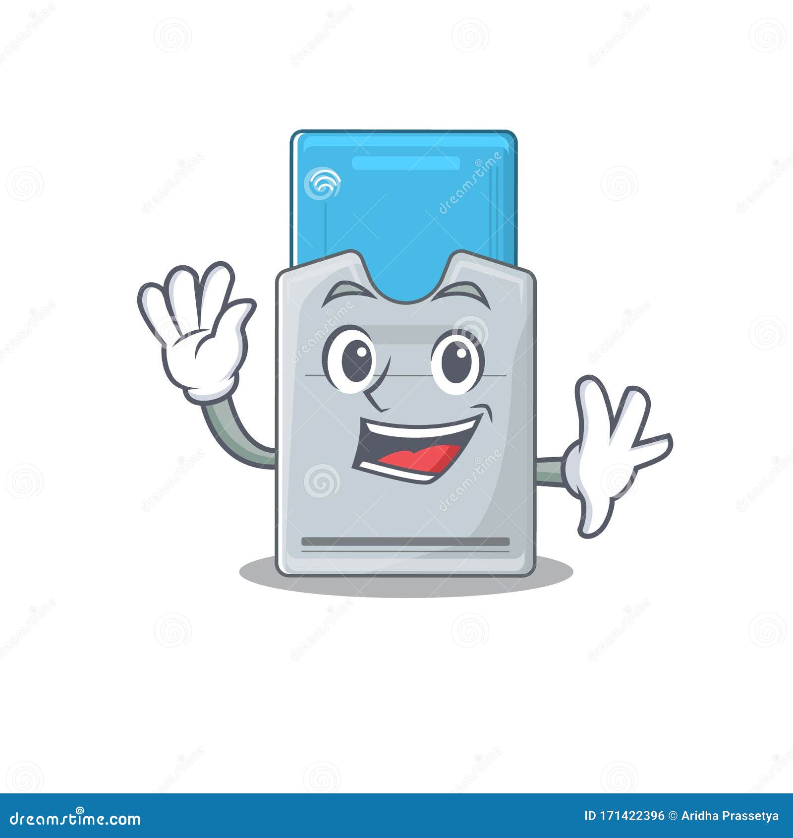 Waving Friendly Key Card Cartoon Character Design Stock Vector ...