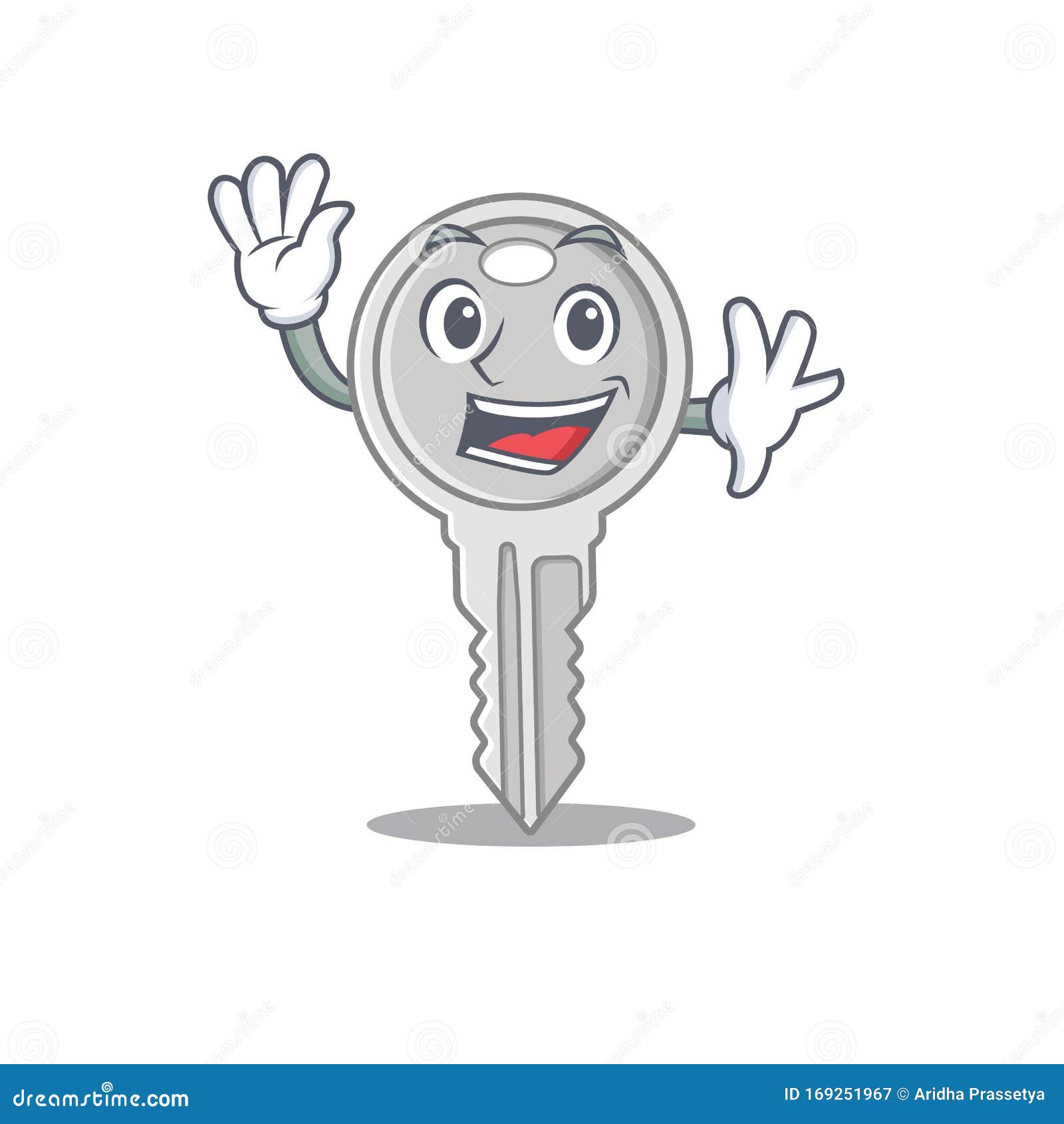 Waving Friendly Key in Cartoon Character Design Stock Vector ...