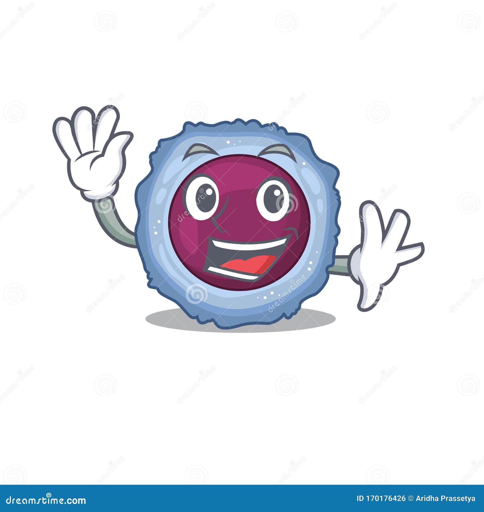 Waving Friendly Lymphocyte Cell Cartoon Character Design Stock Vector ...