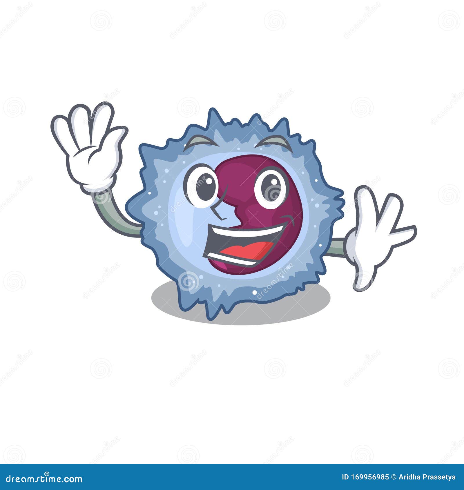 Waving Friendly Monocyte Cell Cartoon Character Design Stock Vector ...