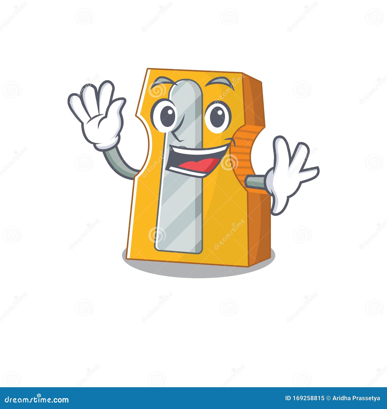 Waving Friendly Pencil Sharpener Cartoon Character Design Stock Vector ...