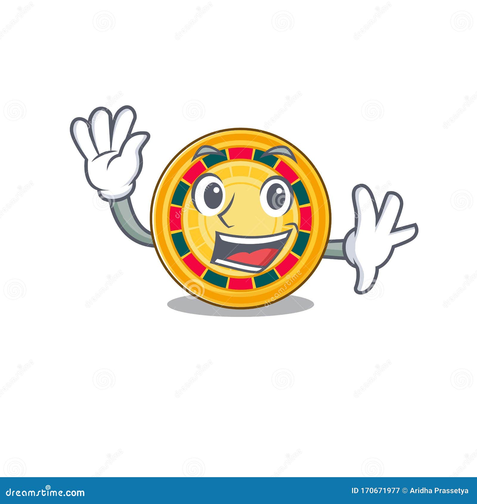 Waving Friendly Roulette Cartoon with Character Design Stock Vector ...