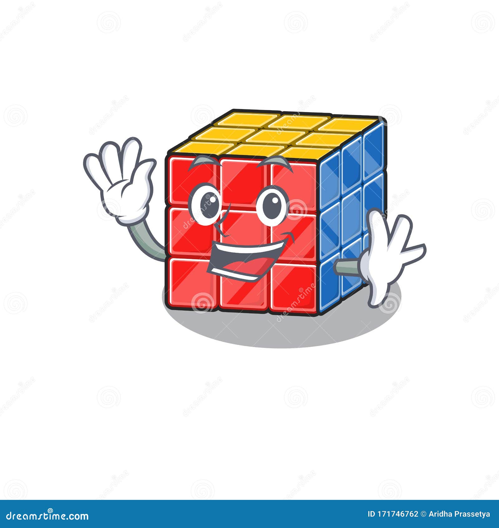 Waving Friendly Rubic Cube Mascot Design Style Editorial Photography ...