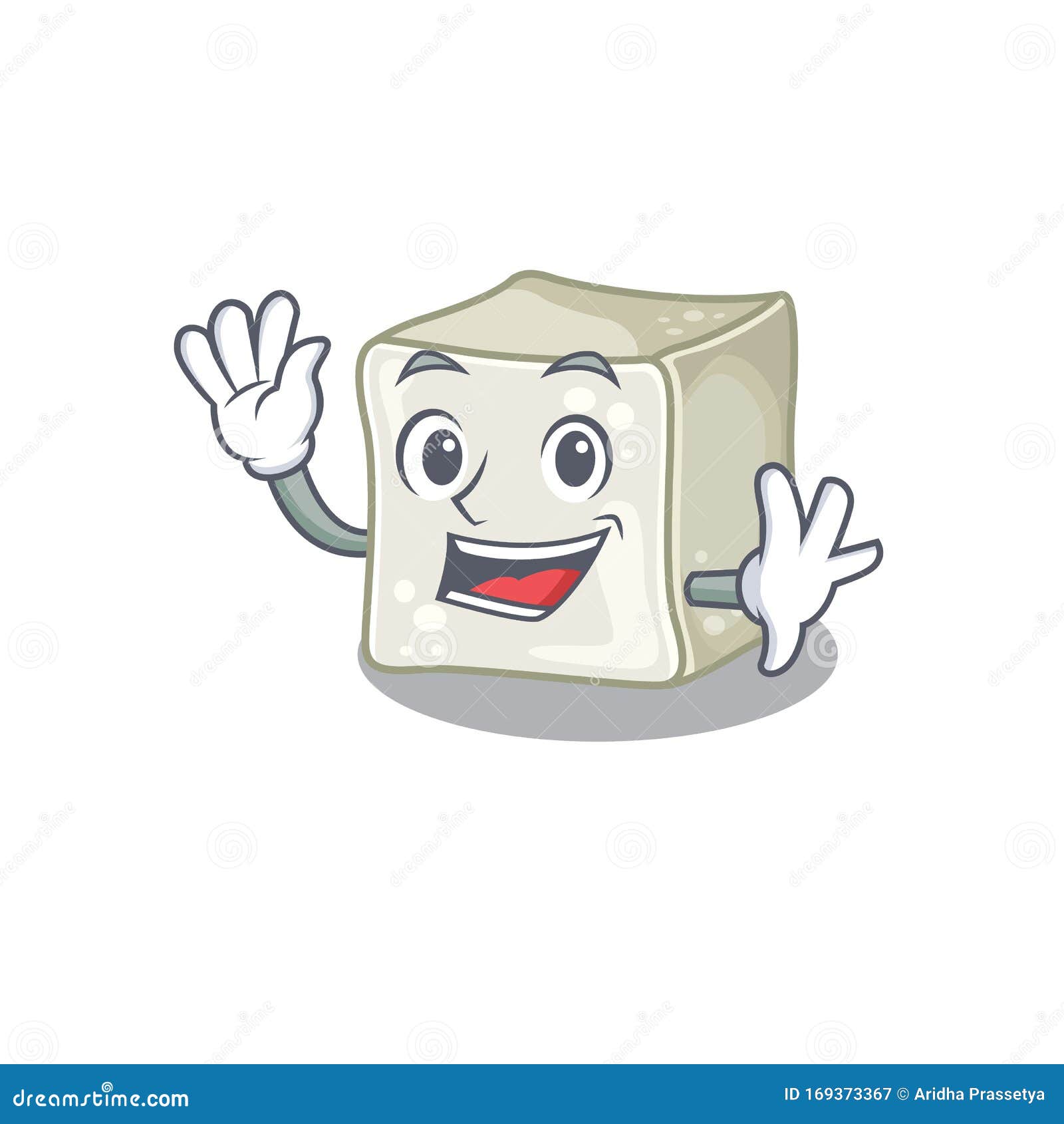 Waving Friendly Sugar Cube Cartoon Character Design Stock Vector ...