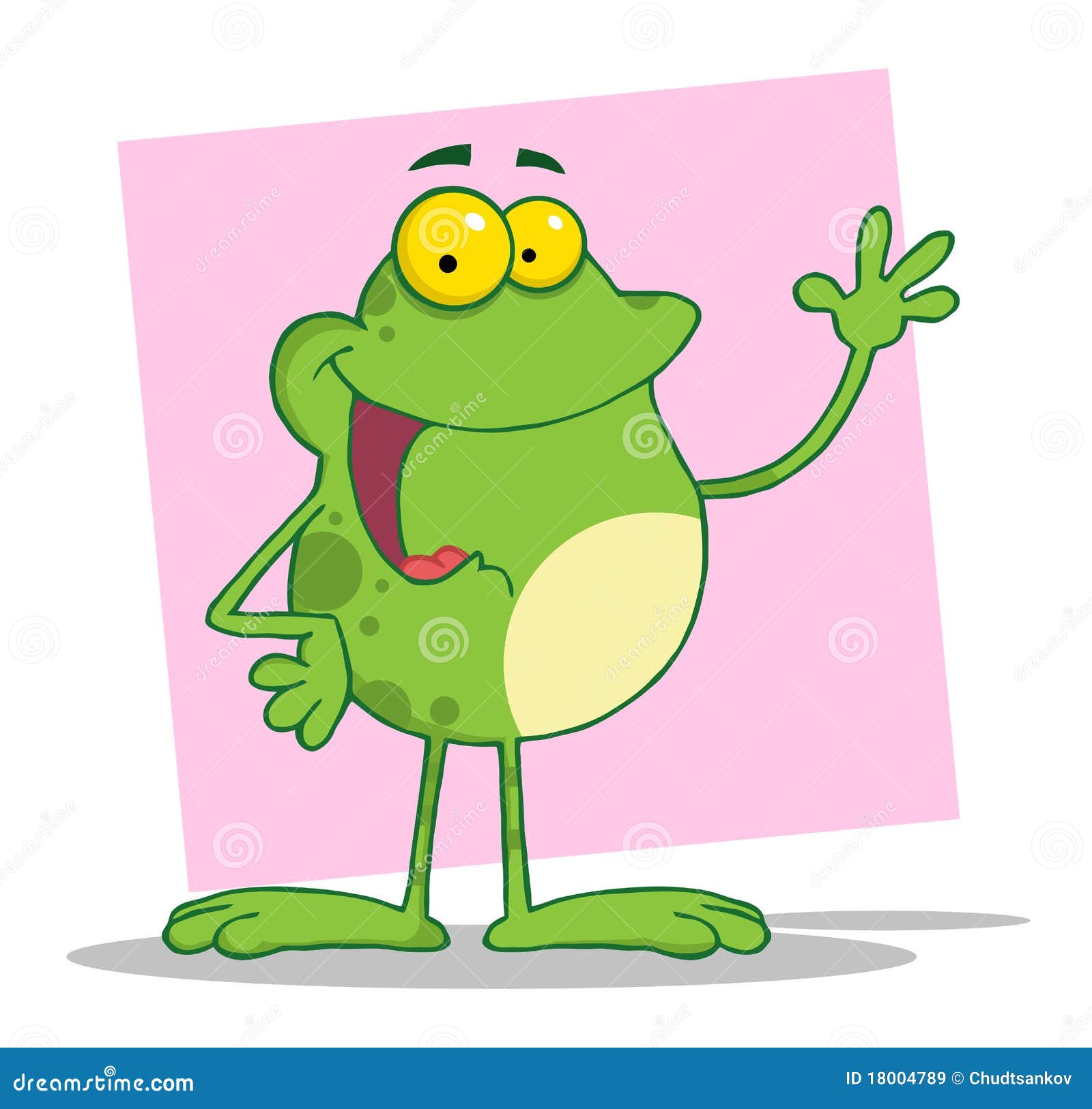 Waving frog over pink stock vector. Illustration of clipart - 18004789