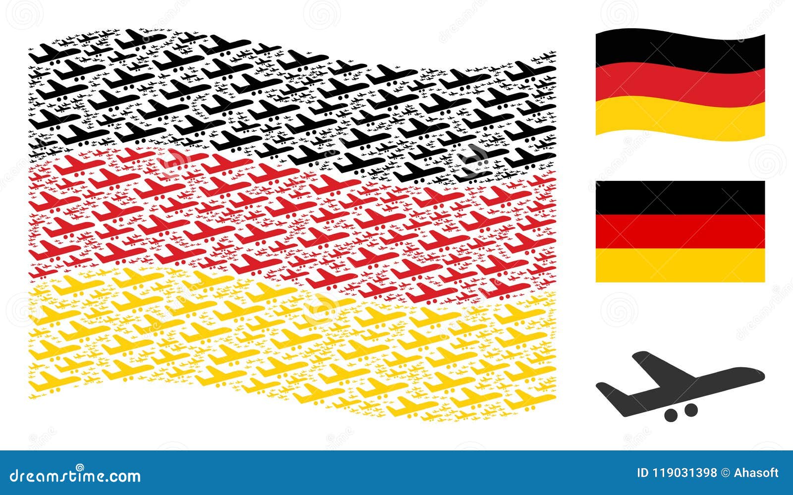 Waving German Flag Pattern of Aiplane Items Stock Vector - Illustration ...