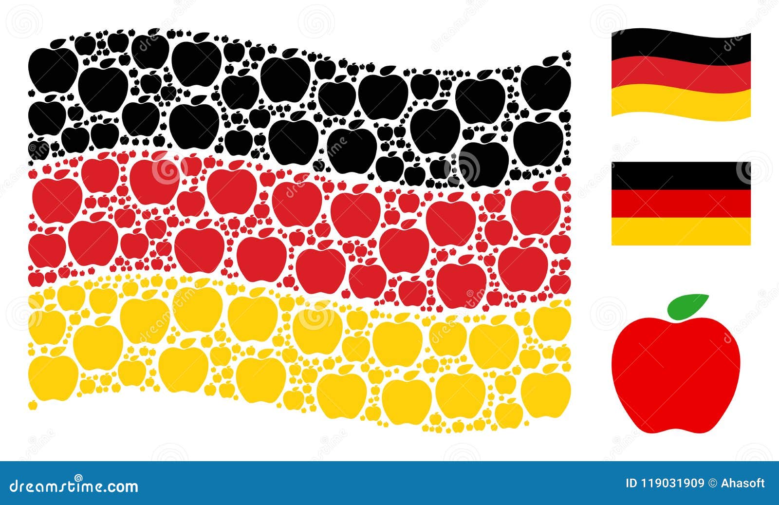 Waving German Flag Collage of Apple Items Stock Vector - Illustration ...