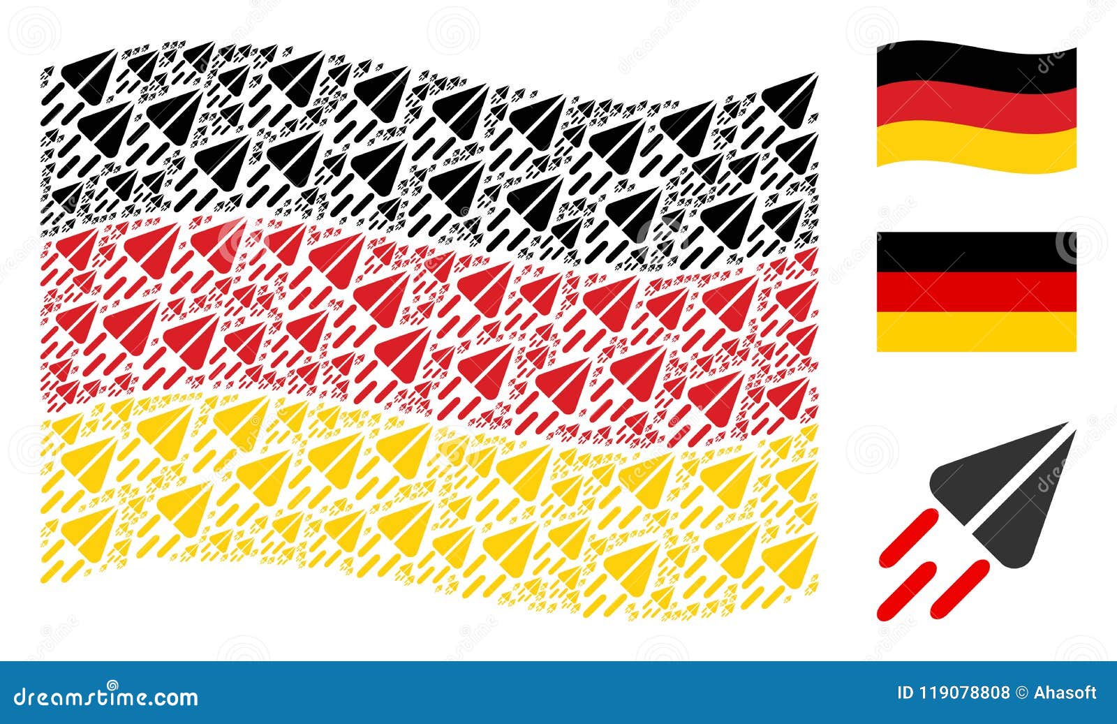 Waving Germany Flag Pattern of Space Ship Items Stock Vector ...