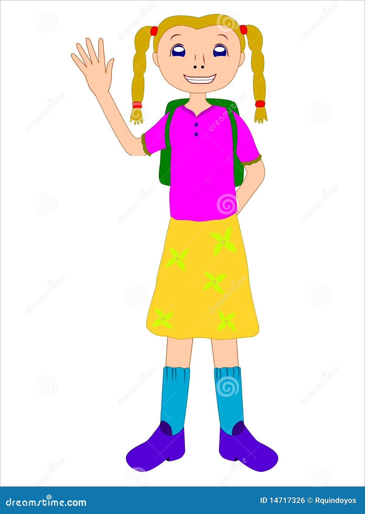 Waving girl stock illustration. Illustration of woman - 14717326