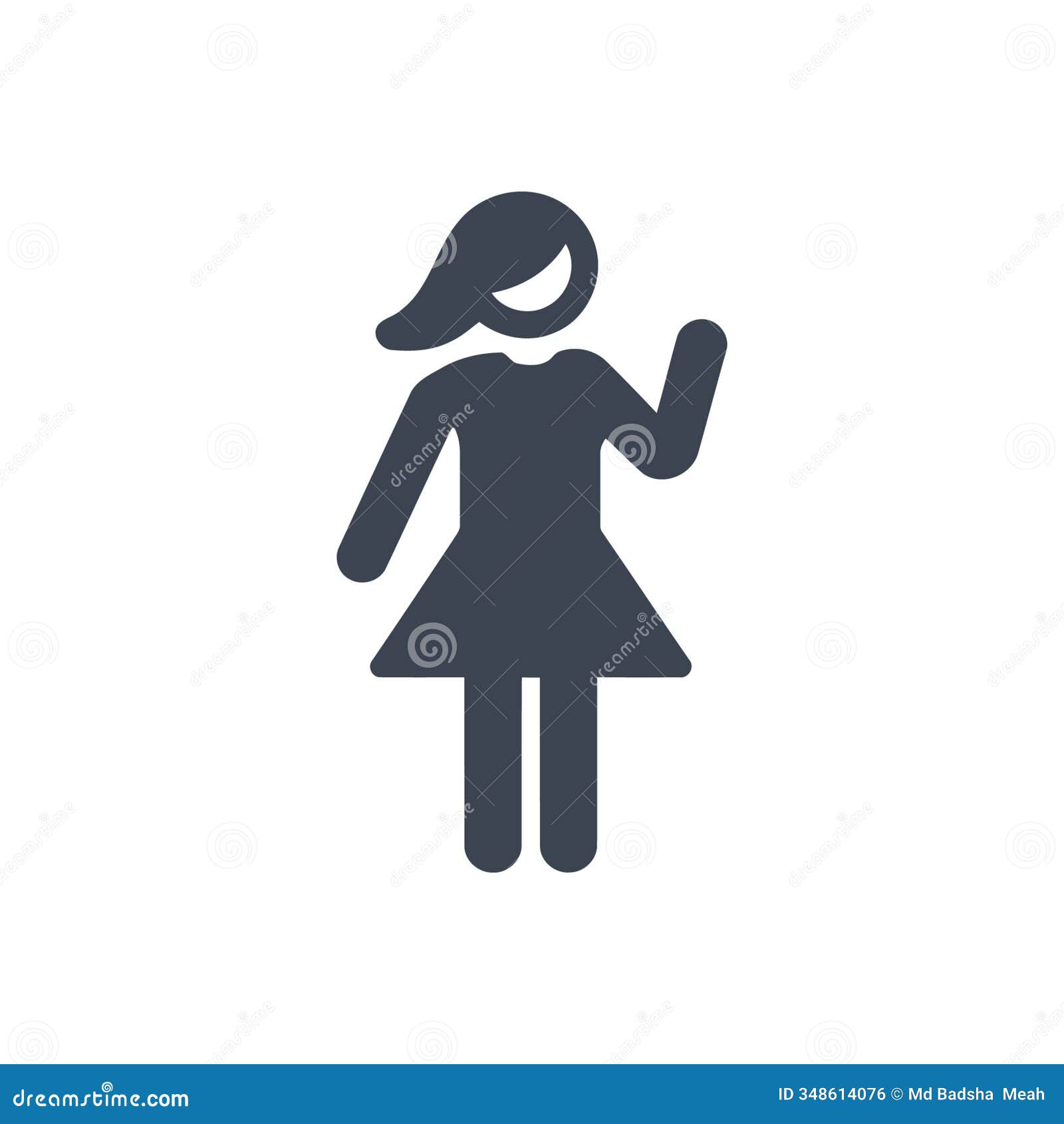 Waving Girl Figure icon stock vector. Illustration of girl - 348614076