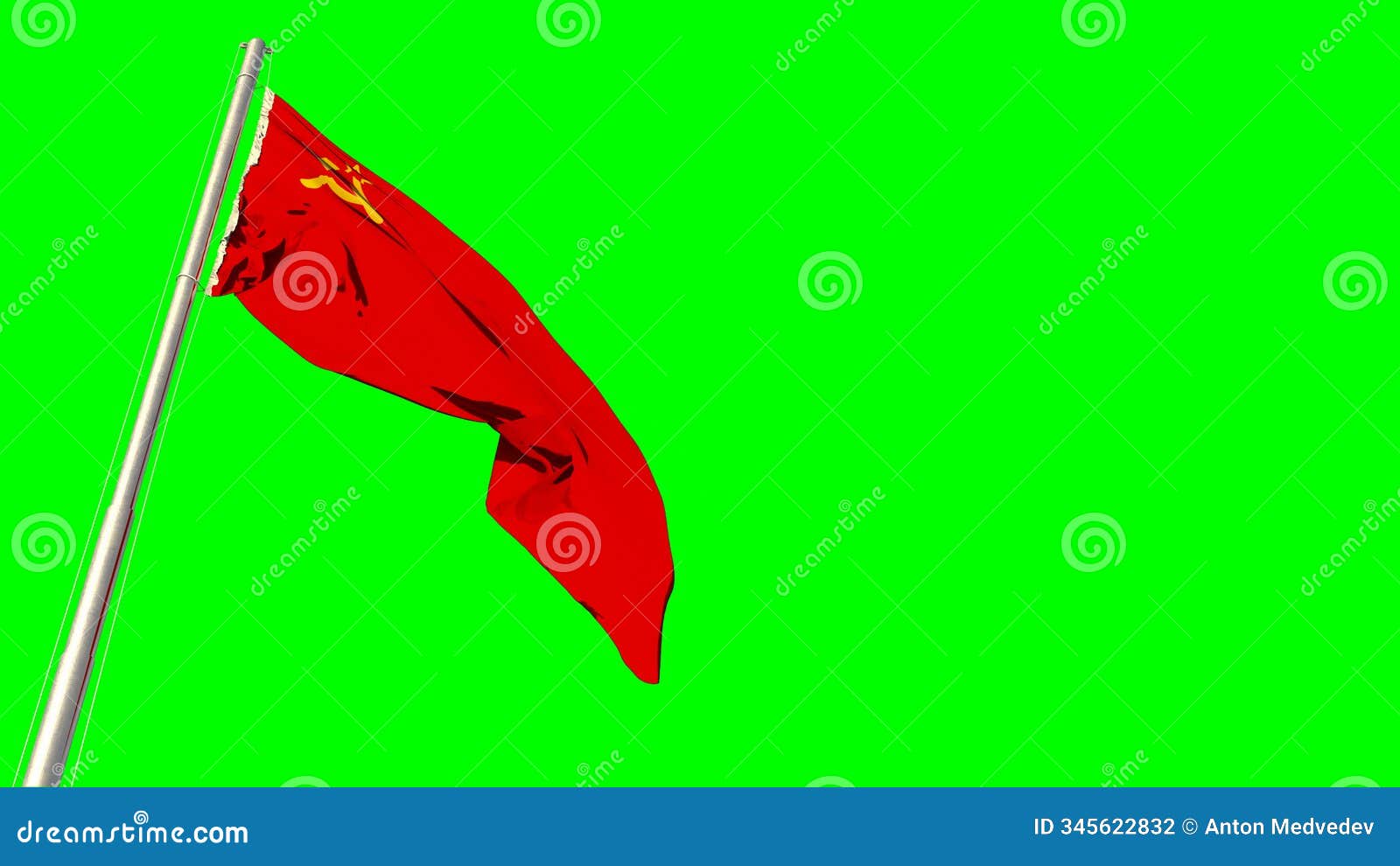 Waving Glorious Flag of Soviet Union (USSR, SSSR) on Chroma Key Screen ...