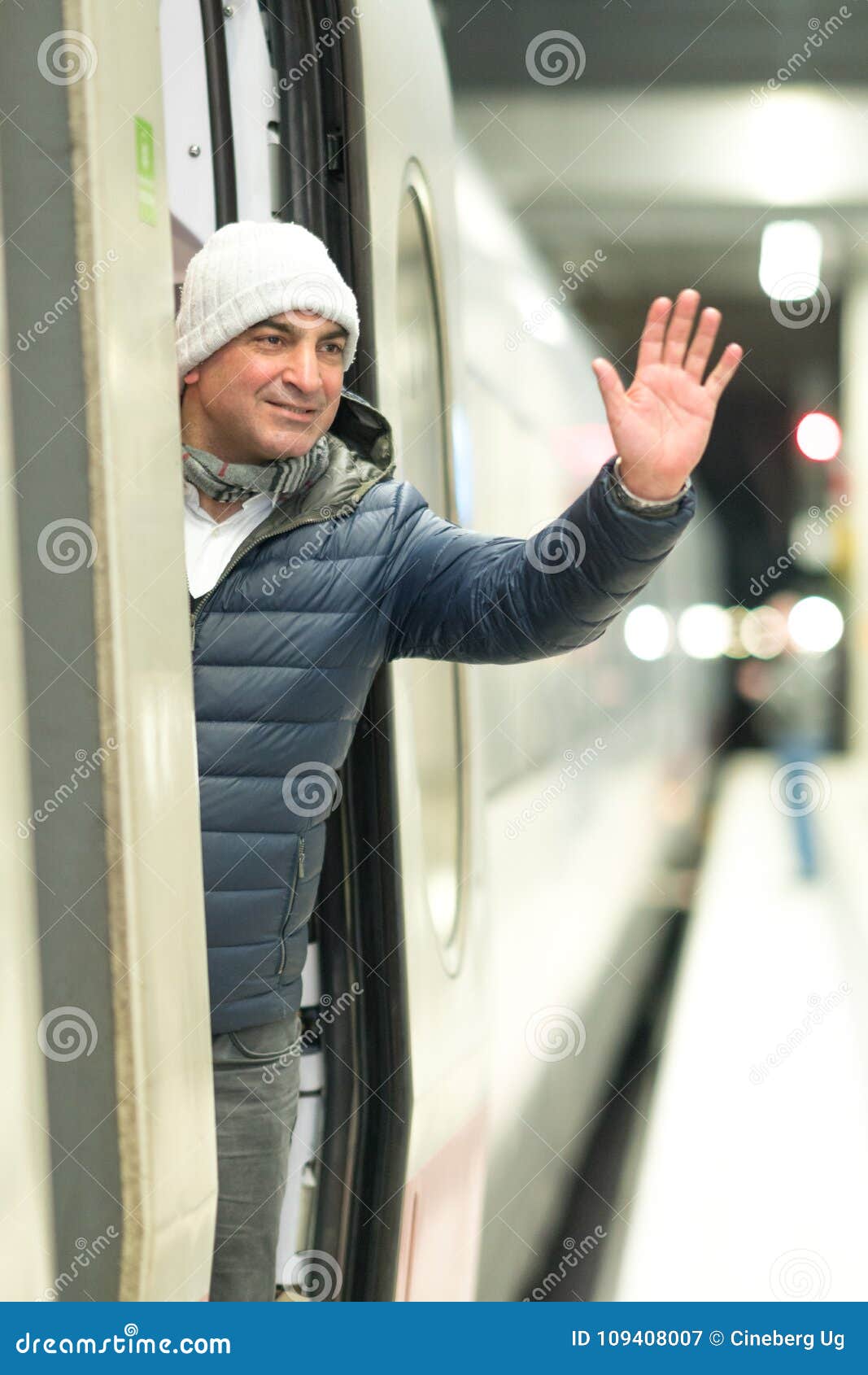 Waving Goodbye stock image. Image of happiness, platform - 109408007