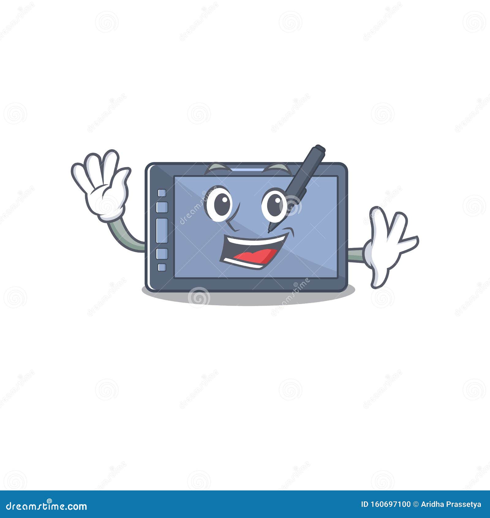 Waving Graphic Tablet Character with Shape Mascot Stock Vector ...