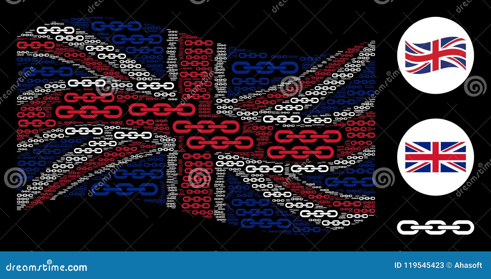 Waving United Kingdom Flag Collage of Chain Items Stock Vector ...