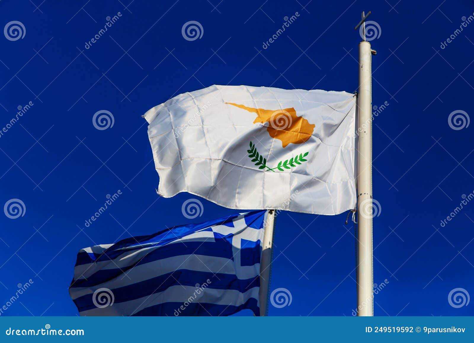 Waving Greece and Cyprus Flags. Stock Photo - Image of national ...