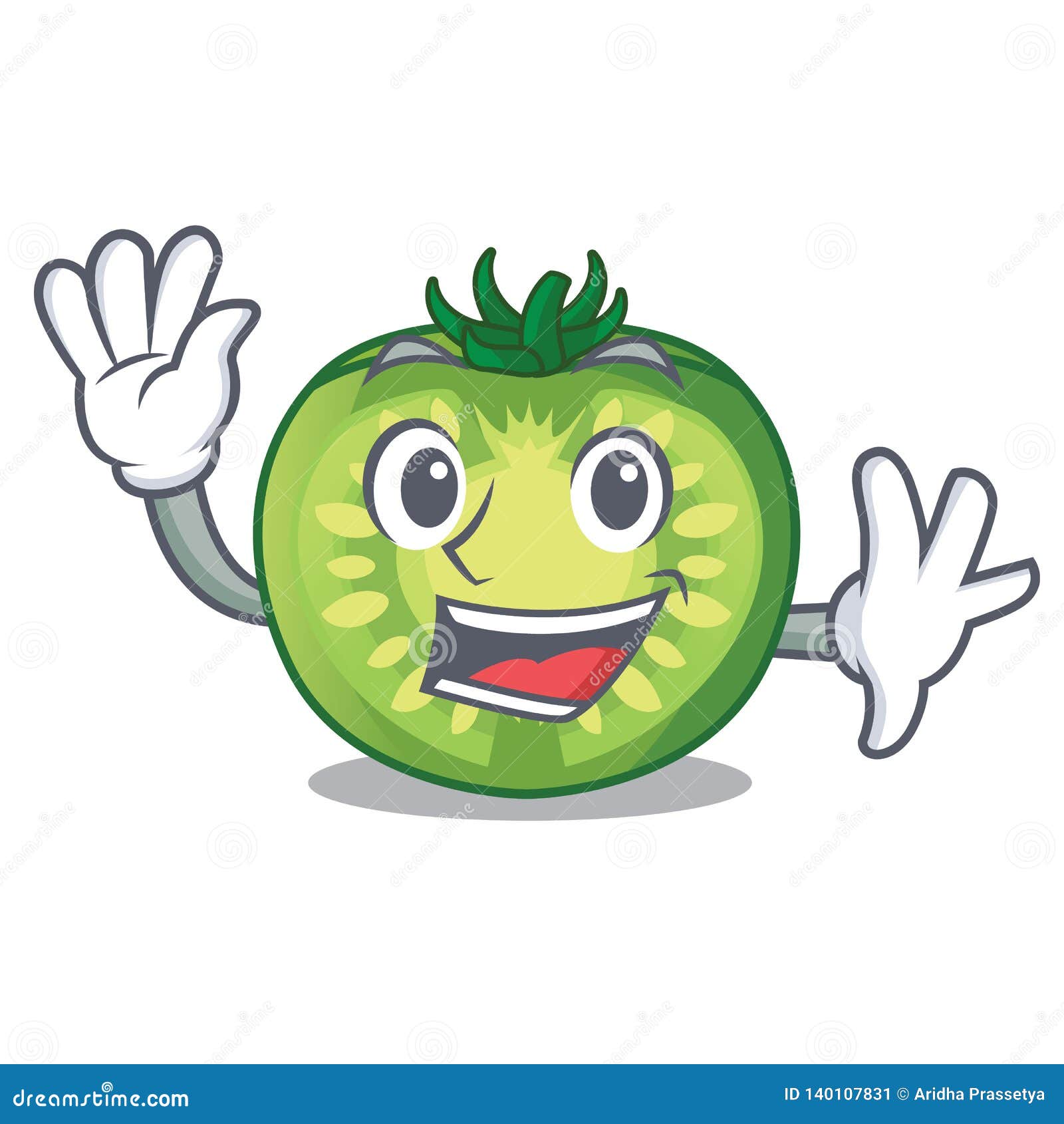 Waving Green Tomato Slices on Character Plates Stock Vector ...