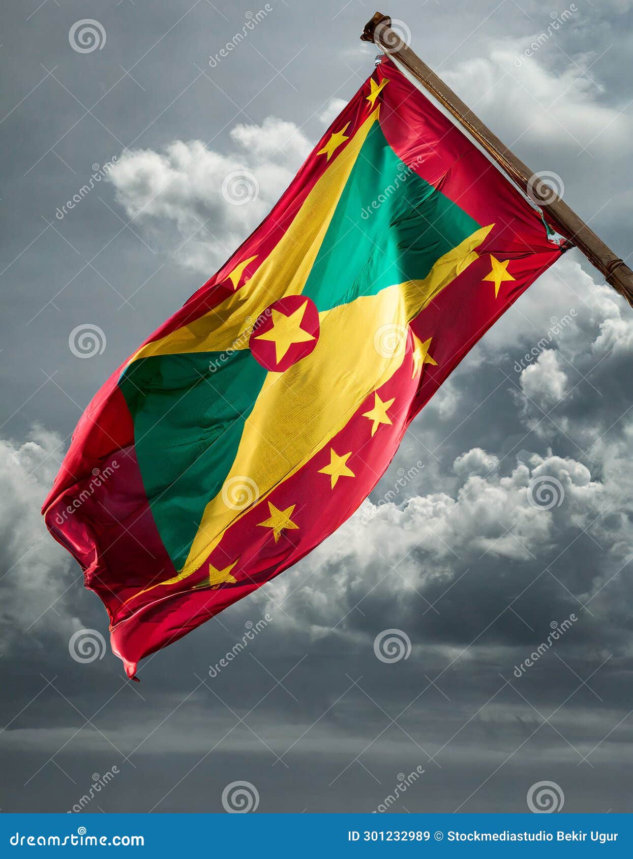 Waving Grenada Flag. stock illustration. Illustration of frame - 301232989