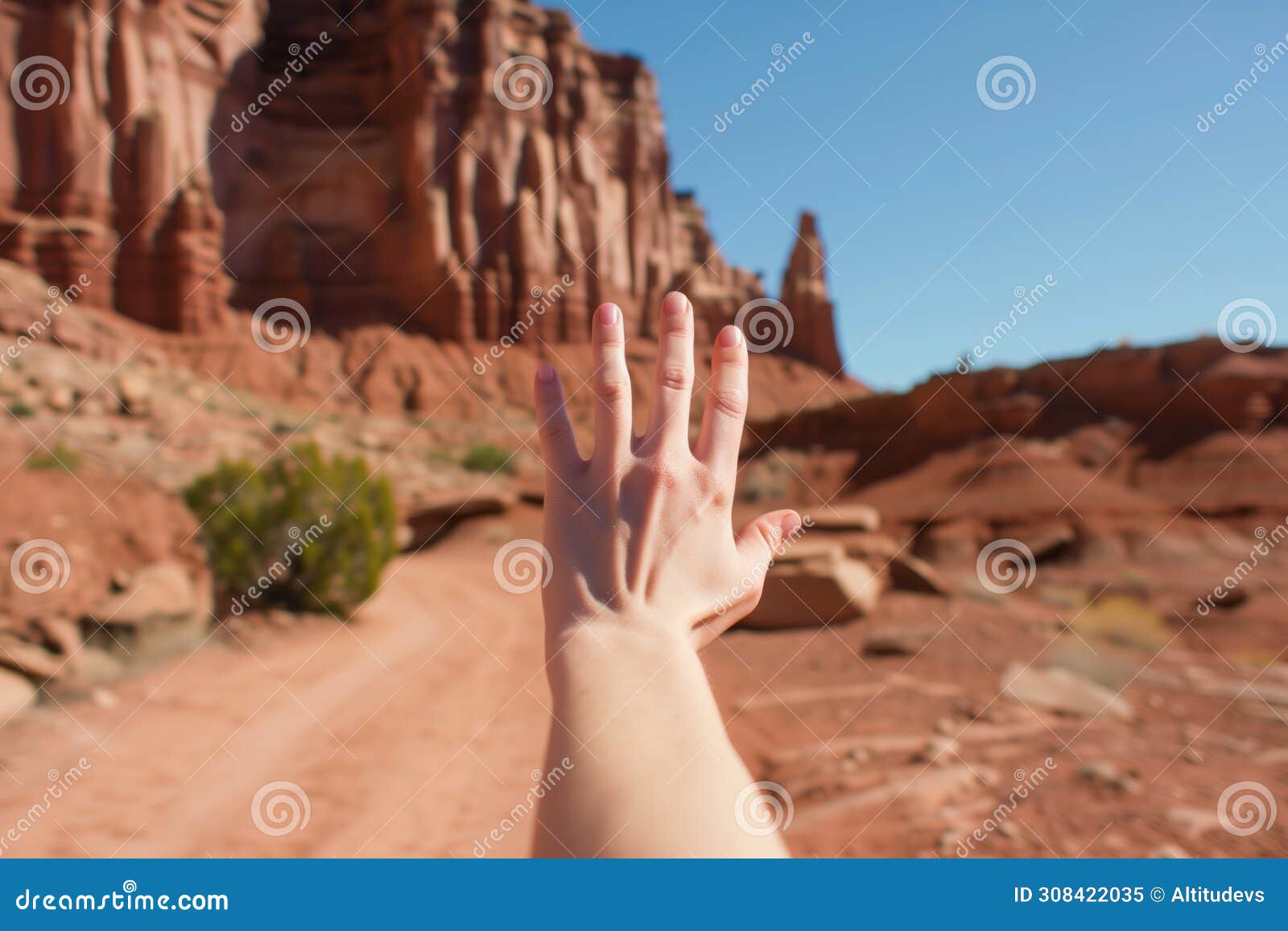 Waving Hand in Front of a Historic Monument Stock Image - Image of ...