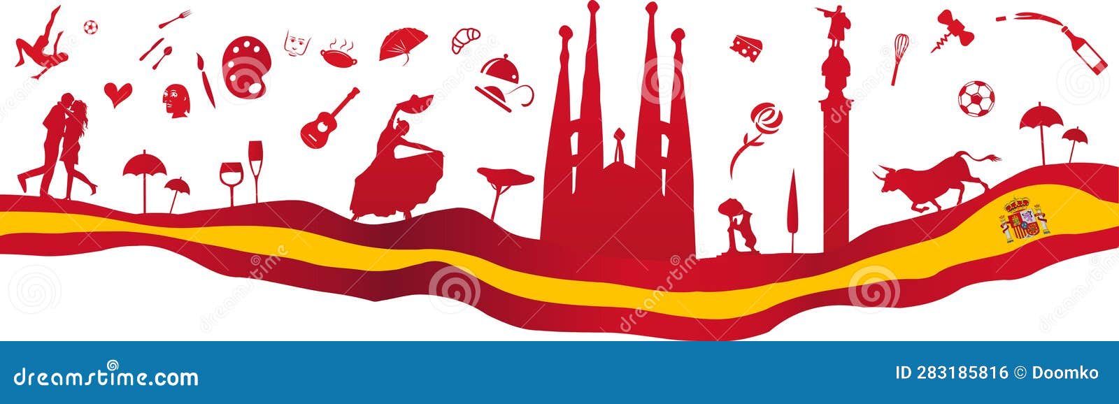 Waving Horizontal Spain Flag Stock Vector - Illustration of symbol ...