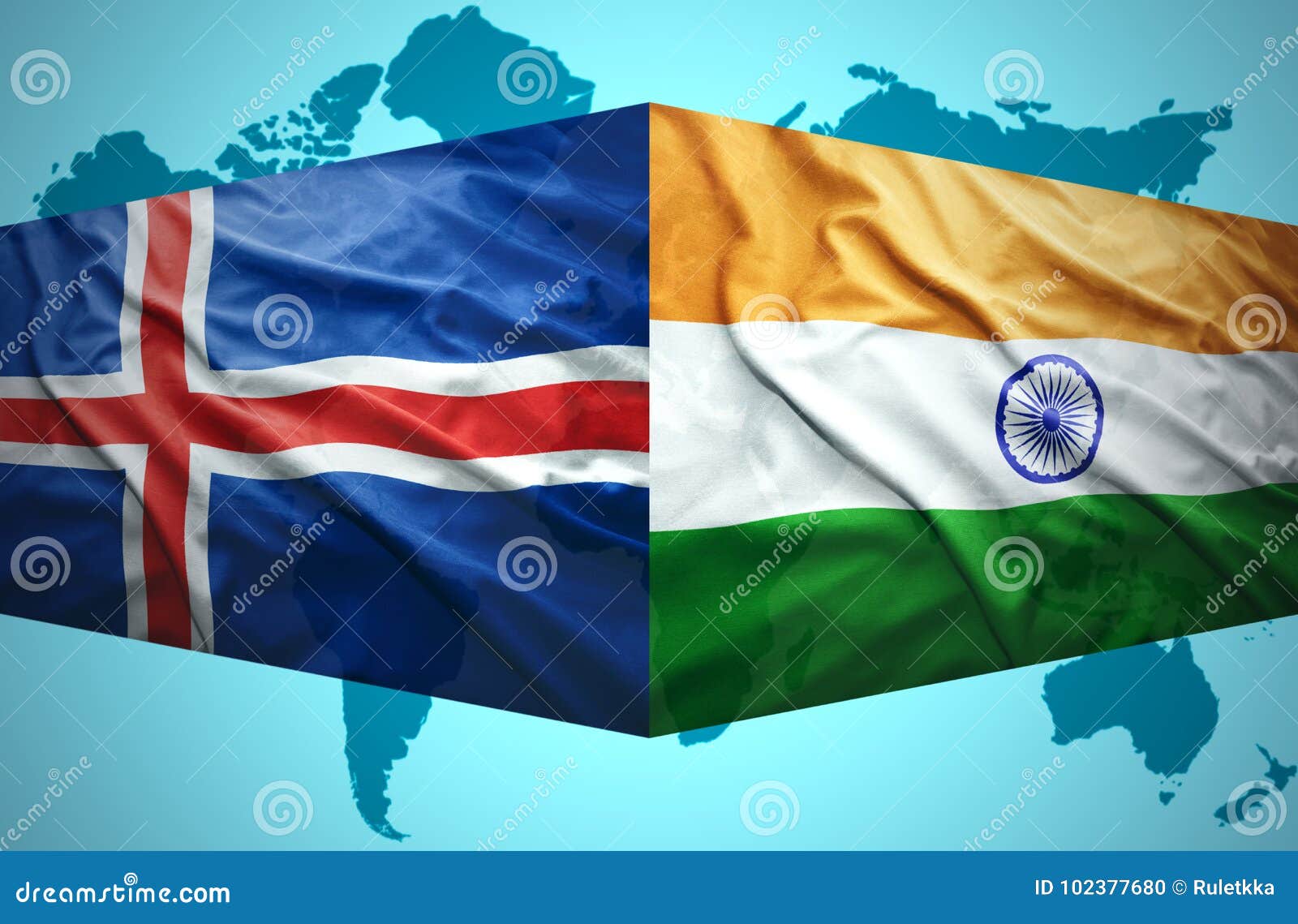 Waving Icelandic and Indian Flags Stock Illustration - Illustration of ...