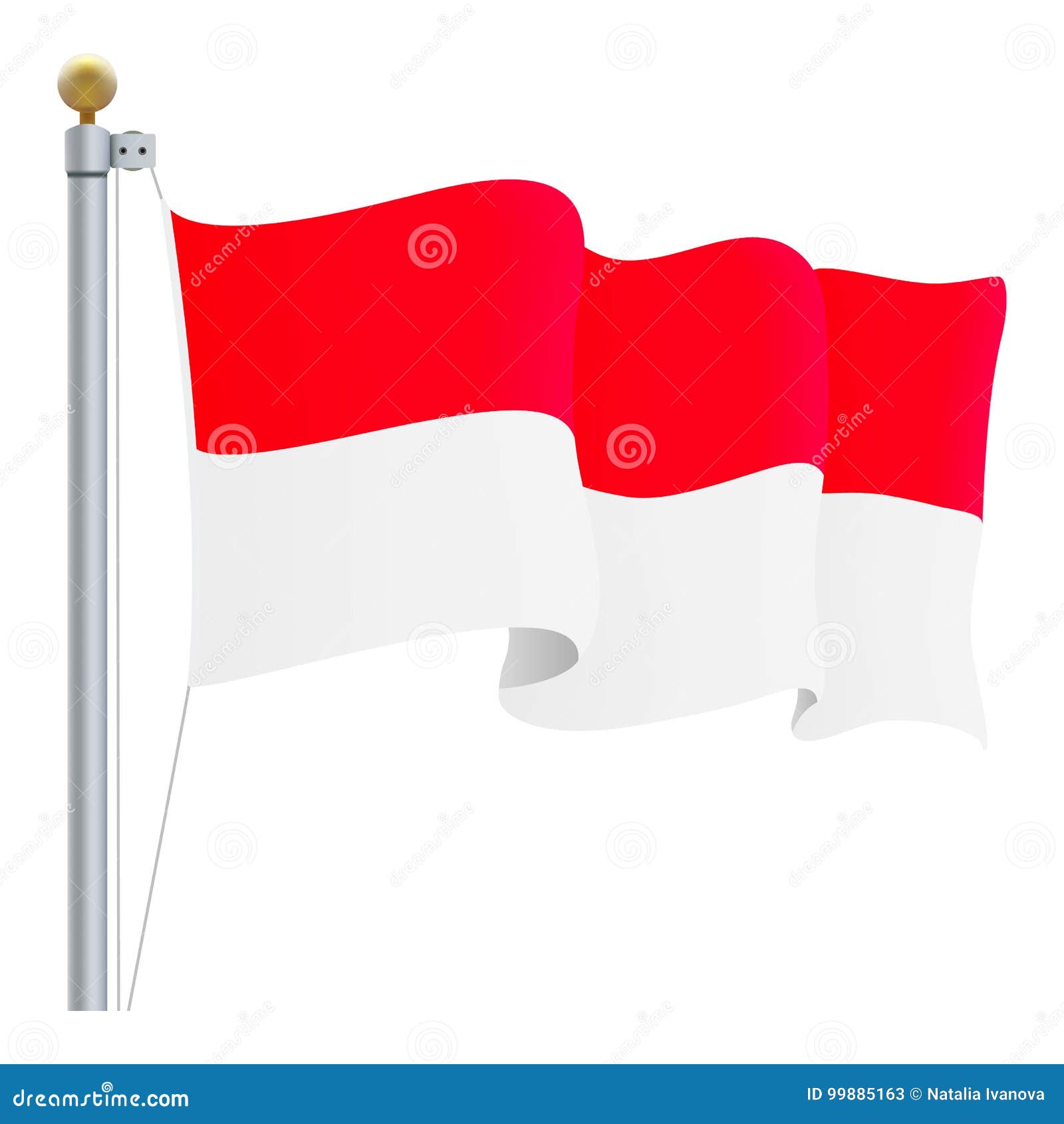 Waving Indonesia Flag Isolated on a White Background. Vector ... Waving Indonesia Flag Isolated on a White Background. Vector ...