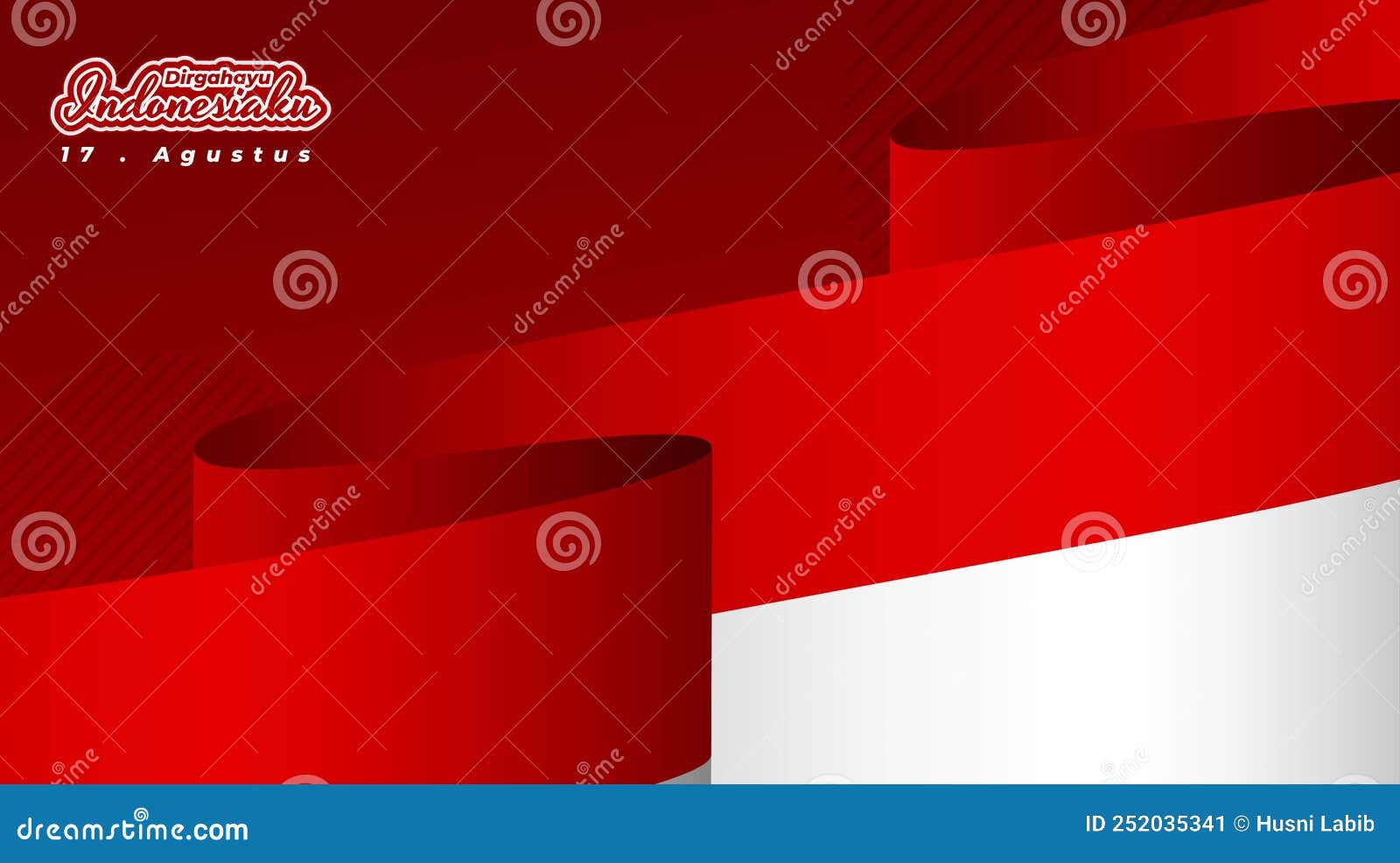 Waving Indonesia Flag in Red Background for Indonesia Independence Day ...