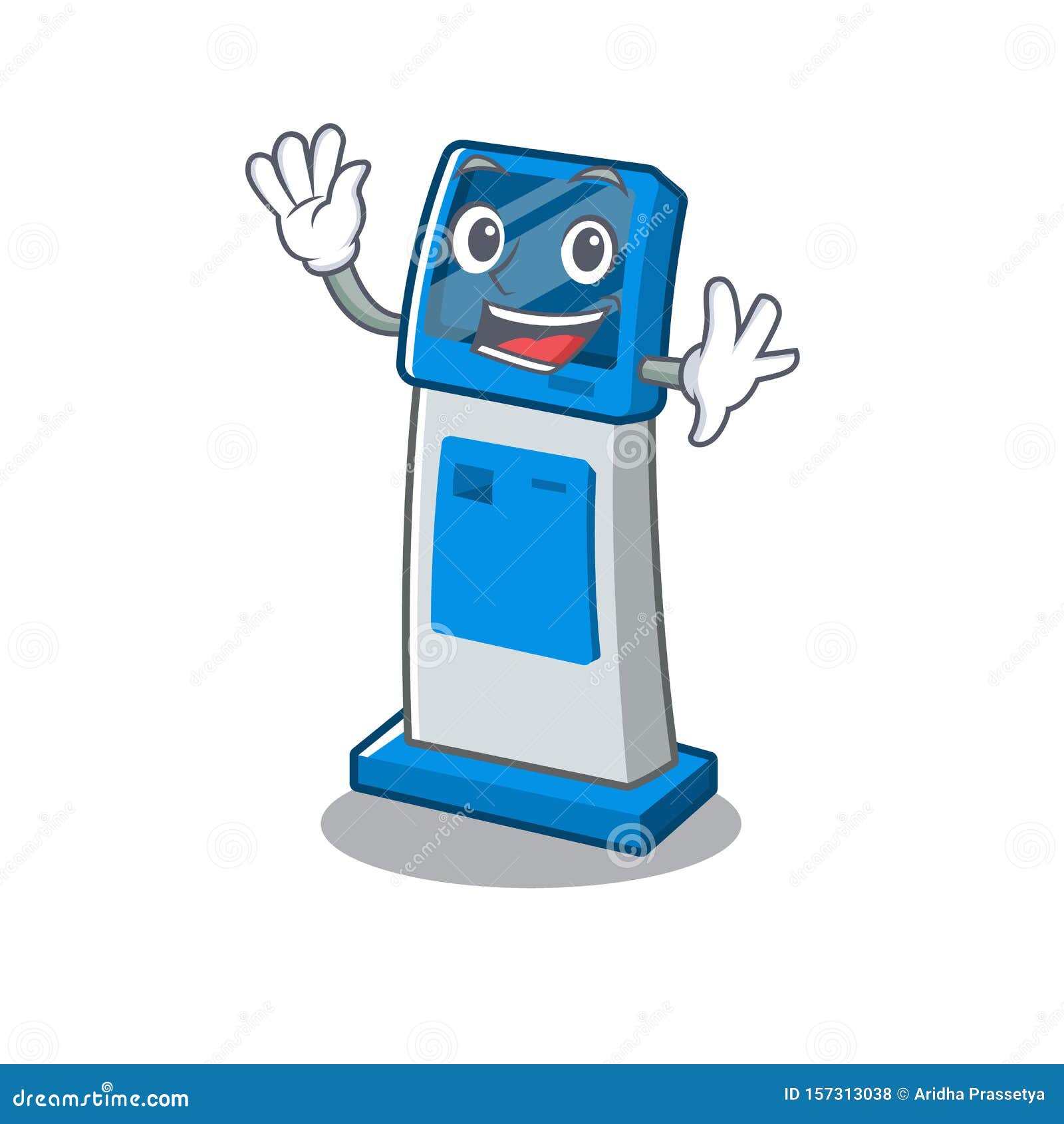 Waving Information Digital Kiosk with in Cartoon Shape Stock Vector ...