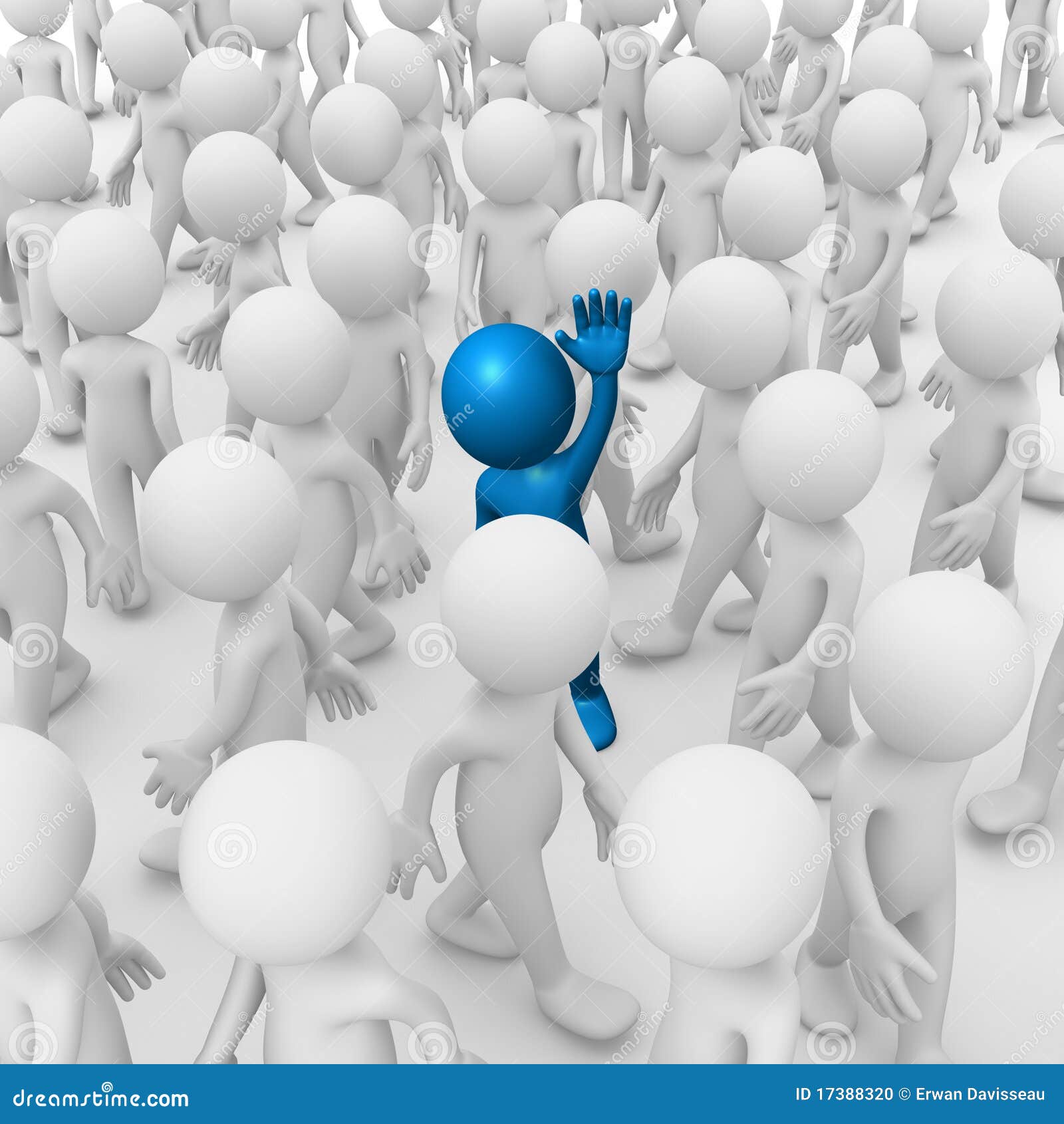 Waving inside a crowd stock illustration. Illustration of pensive ...