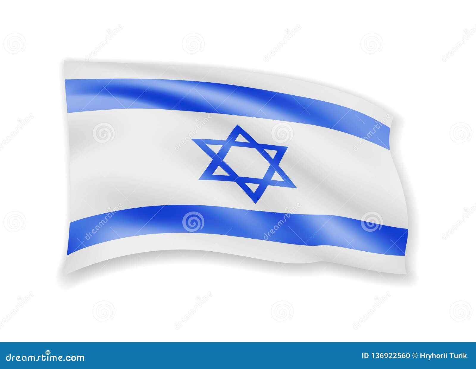 Waving Israel Flag on White. Flag in the Wind Stock Vector ...